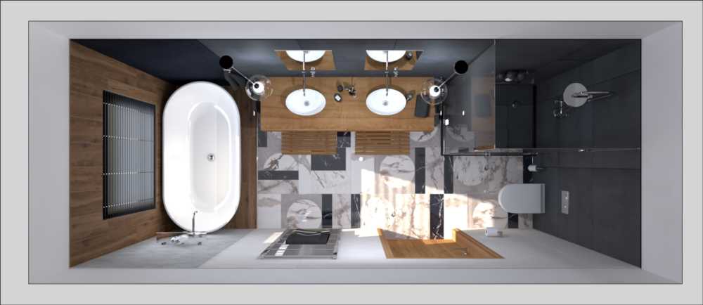 Black and Wood Bathroom | ViSoft360